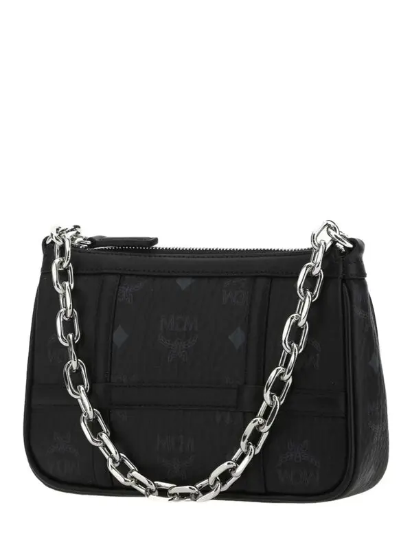 Mcm Monogram Printed Chain Shoulder Bag - Black