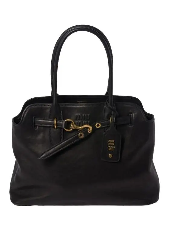 Miu Miu Aventure Logo-tag Tote Bag - Black