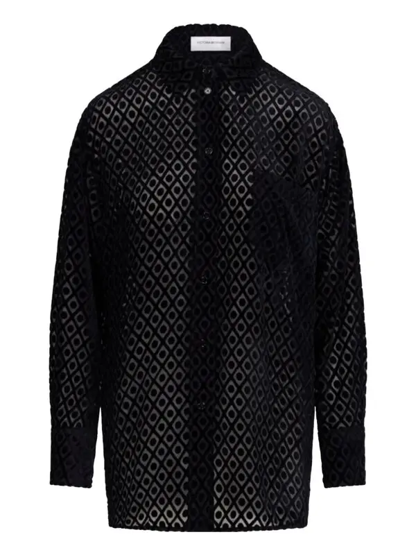 Victoria Beckham Geo Diamond Devoré Shirt - Black