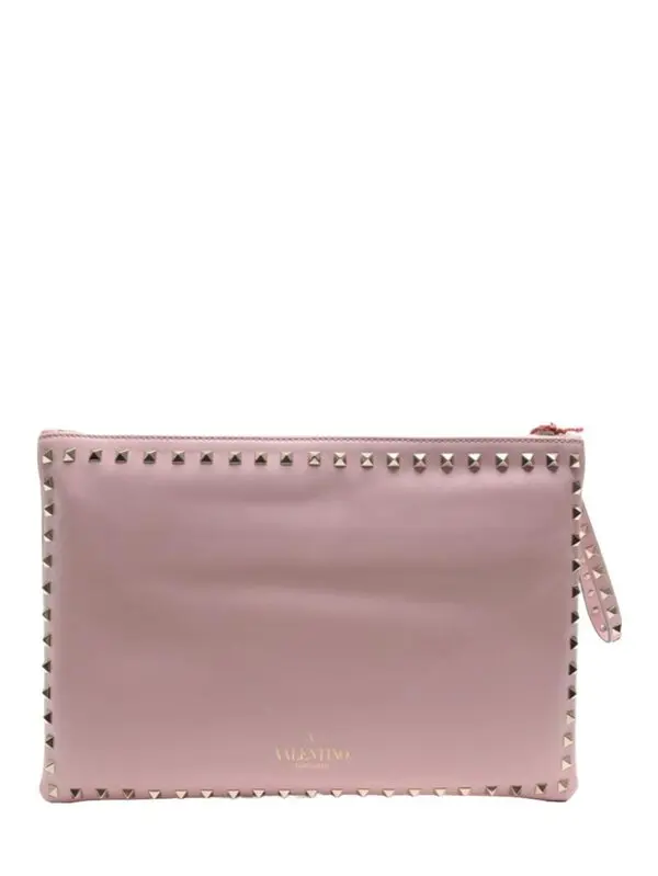 Valentino Garavani Studded Logo Clutch - Nude