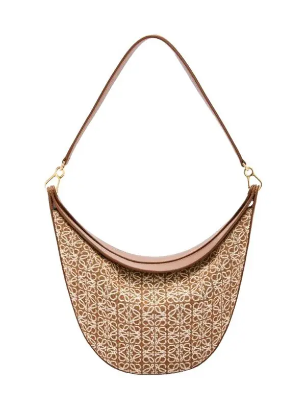 Loewe Luna Bag In Anagram Jacquard And Classic Calfskin - Brown