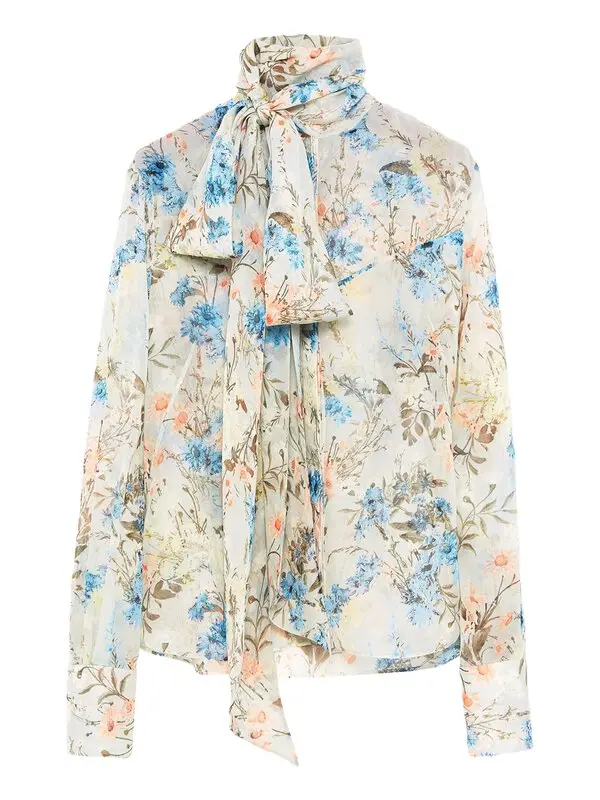 Alexander McQueen Silk Floral Print Long Sleeve Shirt - Green