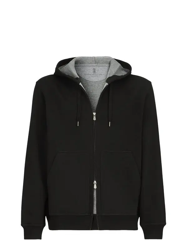 Brunello Cucinelli Cotton, Cashmere, And Silk Blend Hoodie - Black