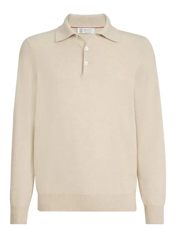 Brunello Cucinelli Cashmere Polo Sweater - Beige