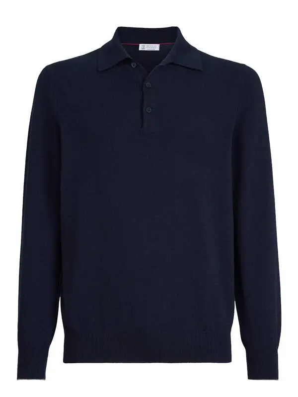 Brunello Cucinelli Cashmere Polo Sweater - Blue