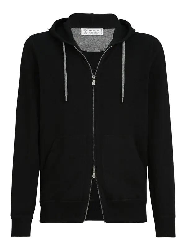 Brunello Cucinelli Cashmere Hooded Cardigan - Black