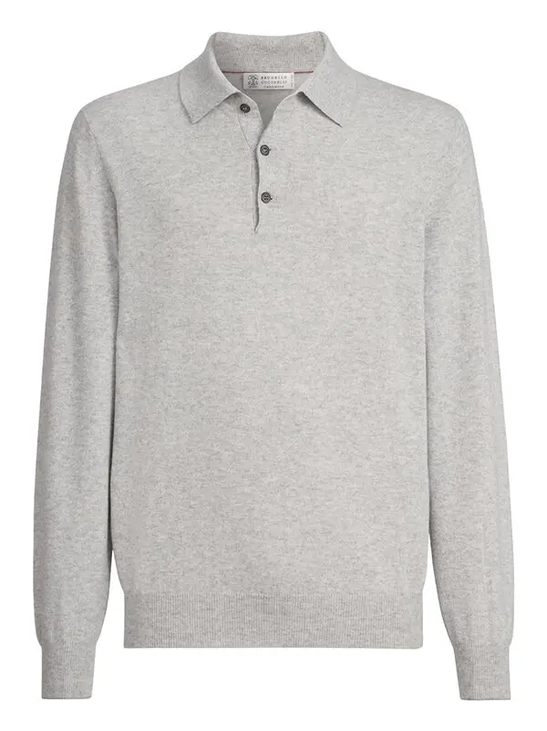 Brunello Cucinelli Cashmere Polo Sweater - Grey