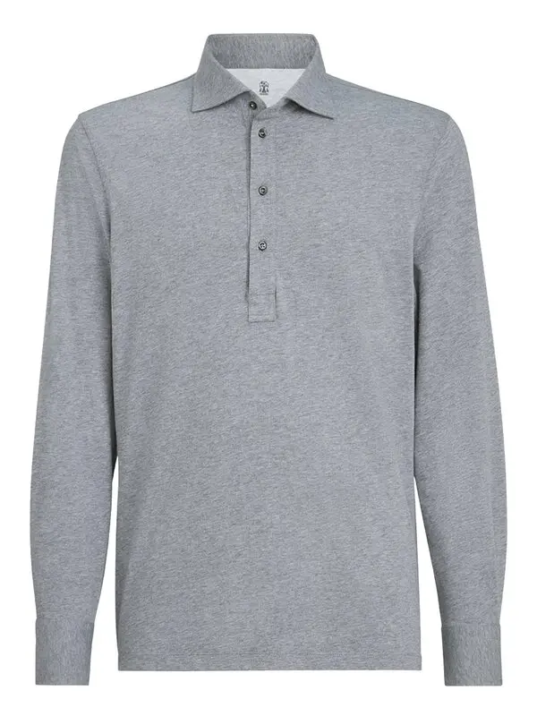 Brunello Cucinelli Cotton Long-sleeve Polo Shirt - Grey