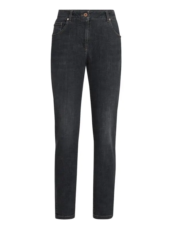 Brunello Cucinelli Slim Fit Stretch Denim Jeans - Black