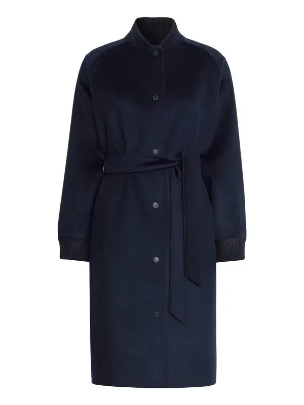 Max Mara Virgin Wool Quilted Coat - Navy