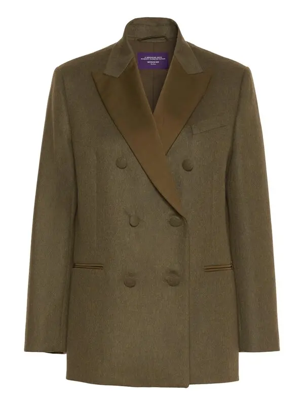 Max Mara Virgin Wool Blend Double Breasted Blazer - Green