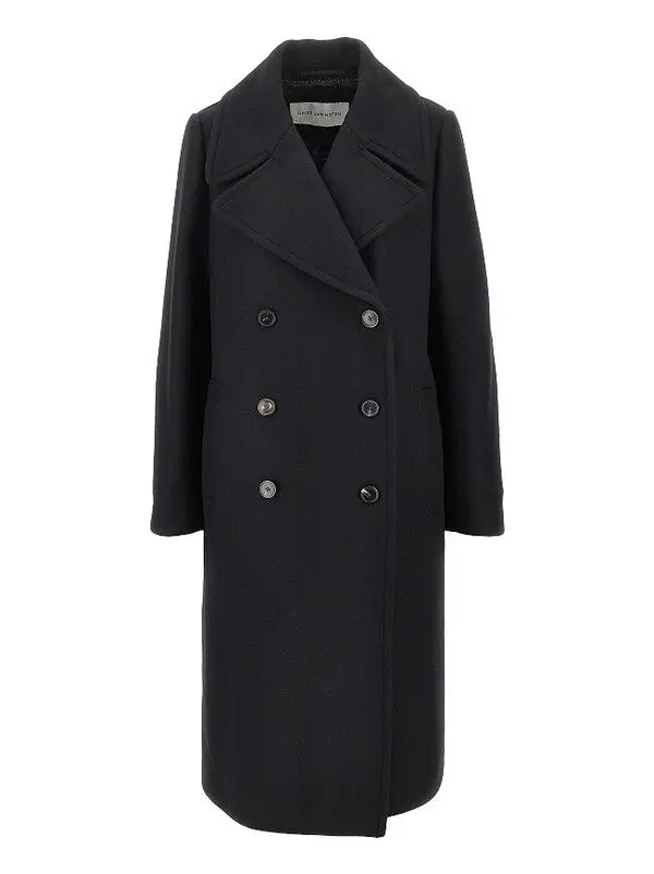 Dries Van Noten Double-breasted Wool-blend Long Coat - Black