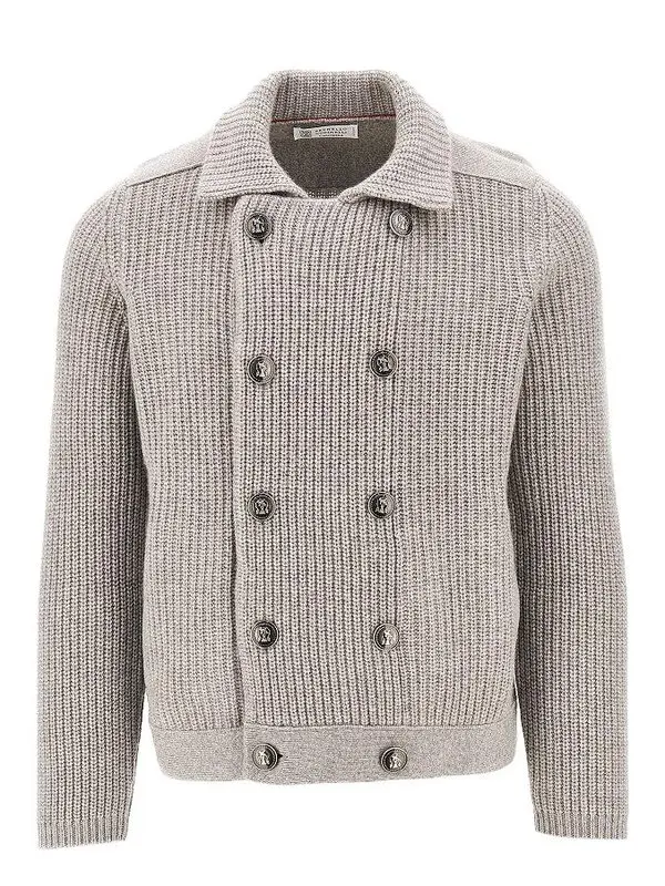 Brunello Cucinelli Cashmere Double-breasted Cardigan - Grey