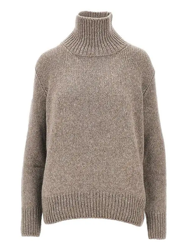 THE ROW Pira Ribbed Turtleneck Sweater - Grey