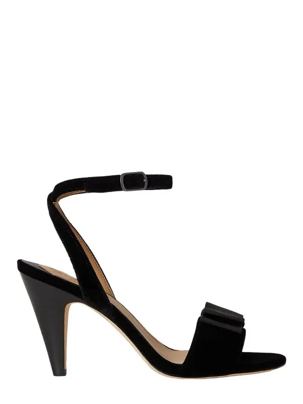 Ralph Lauren Gracy Velvet Bow-trimmed Heeled Sandals - Black