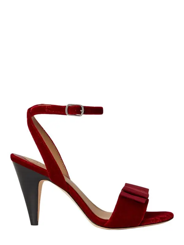 Ralph Lauren Gracy Velvet Bow-trimmed Heeled Sandals - Ralph Red