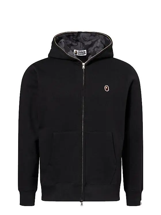 A BATHING APE One Point Full-zip Cotton-jersey Hoody - Black