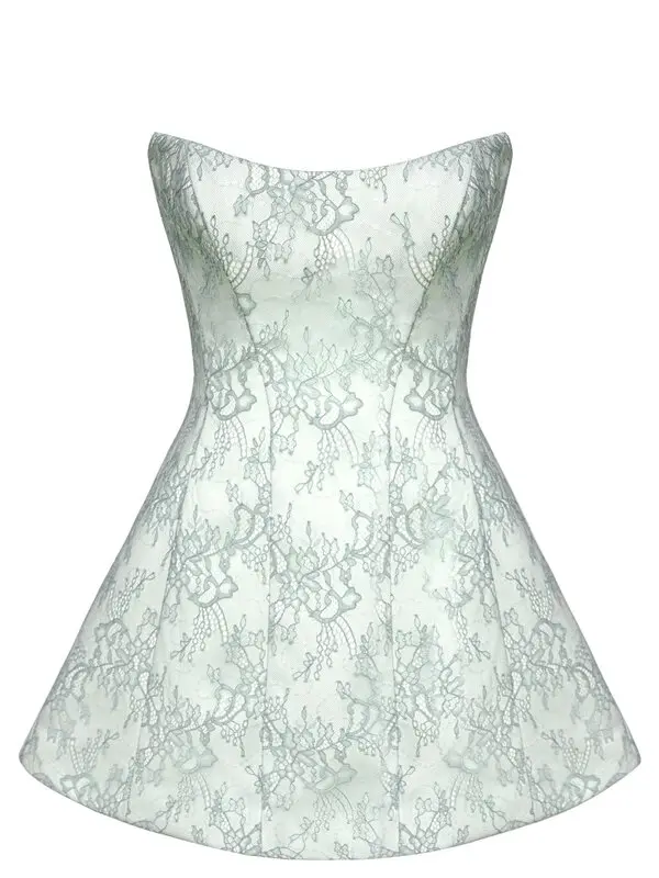 POST MERIDIEM Lace Sheath Mini Dress - Blue