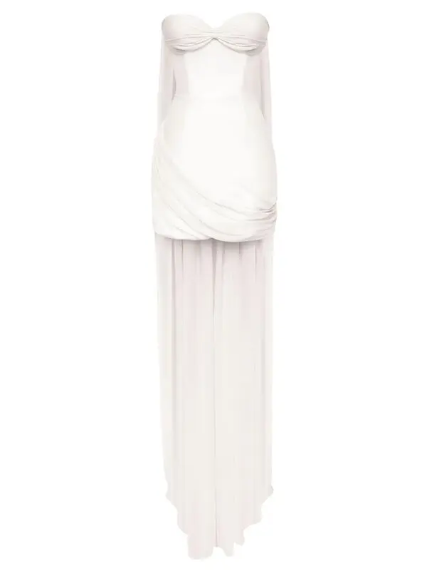 POST MERIDIEM Mini Corset Dress With Train - White