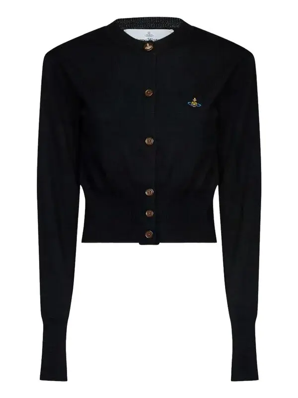 VIVIENNE WESTWOOD Orb-embroidered Cropped Cardigan - Black