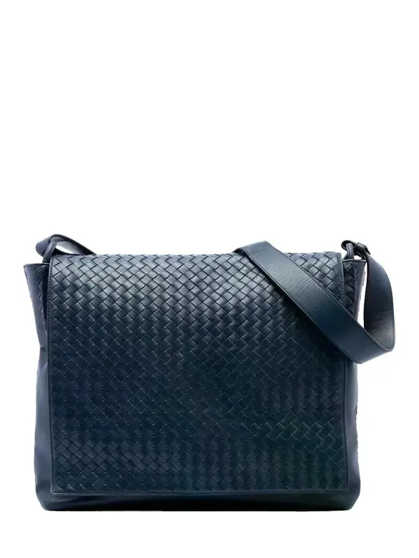 Bottega Veneta Nappa Intrecciato Flap Crossbody Bag - Blue