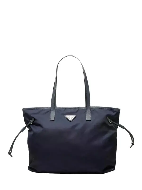Prada Saffiano Trimmed Tessuto Tote Bag - Blue