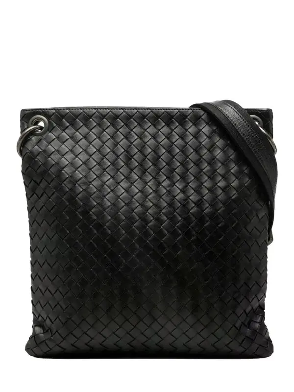 Bottega Veneta Woven Leather Crossbody Bag - Black