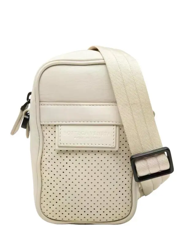Bottega Veneta Perforated Calfskin Leggero Crossbody Bag - White