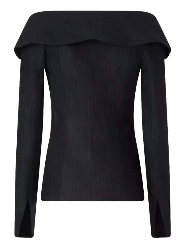 Pinko Off-shoulder Pinstripe Top - Black