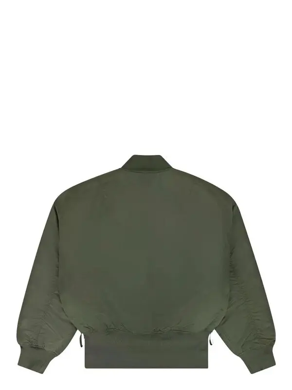 PURPLE BRAND Logo-print Satin Bomber Jacket - Green