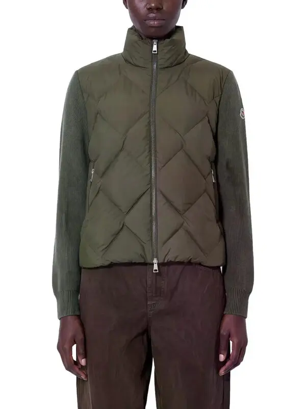 Moncler Logo Patch Zip-up Jacket - Green