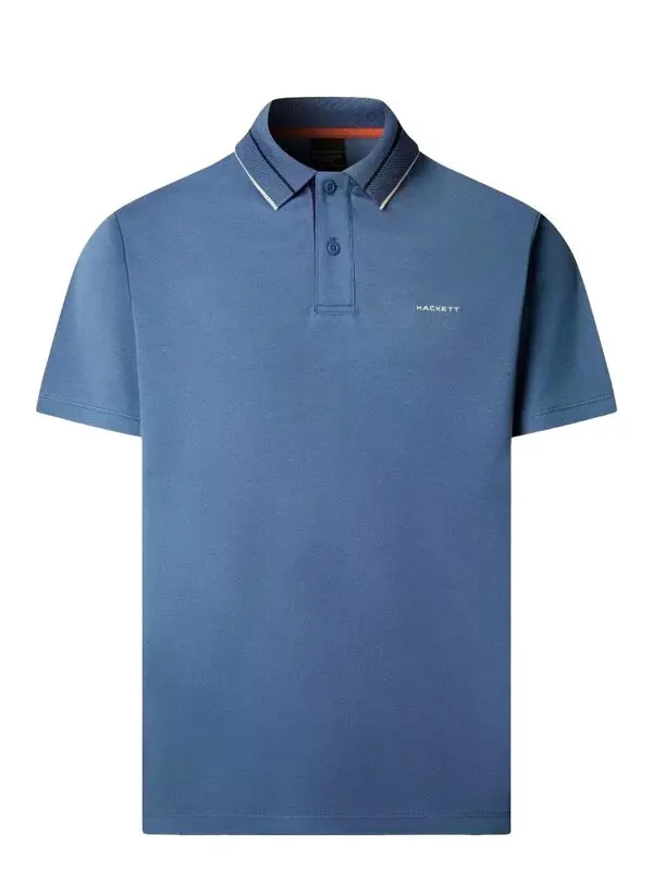 HACKETT  Tipping-detail Polo Shirt - Blue