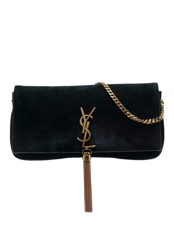 Saint Laurent Suede Monogram Kate 99 Tassel Bag Satchel - Black