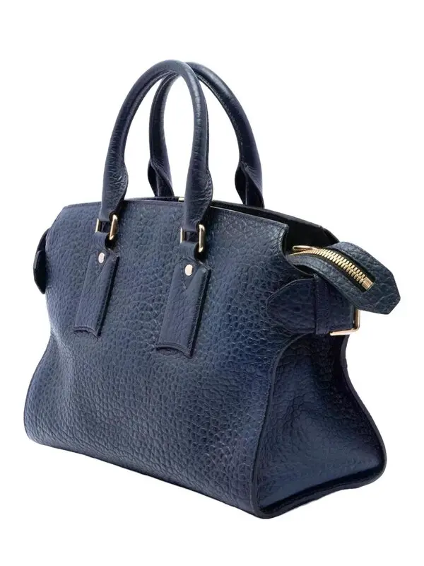 Burberry Grained Leather Clifton Satchel - Blue