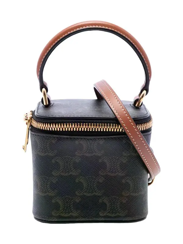 Celine Mini Triomphe Coated Canvas Vanity Case Satchel - Brown
