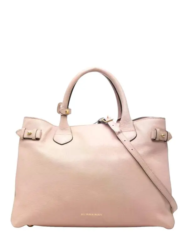 Burberry Leather And House Check Banner Satchel - Pink