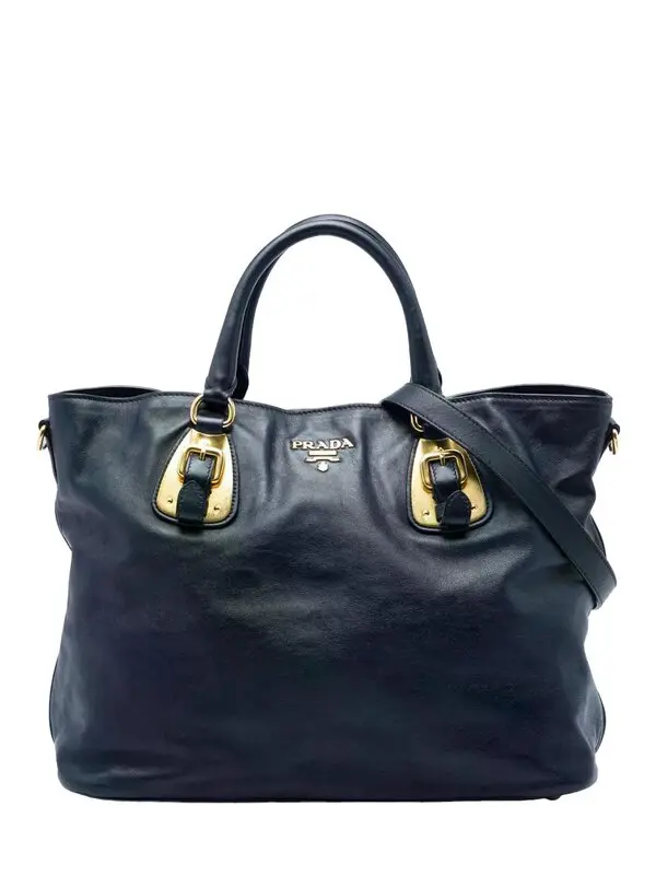 Prada Soft Calfskin Convertible Tote - Blue