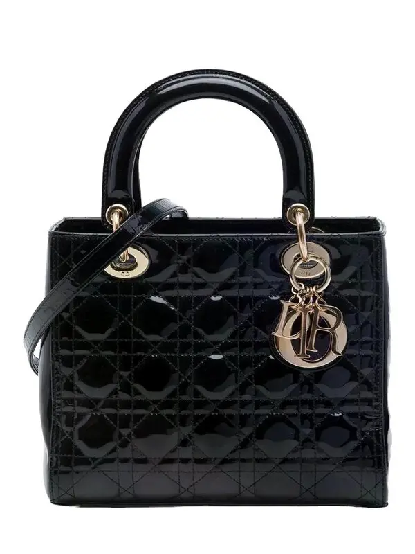 Dior Patent Cannage Lady Satchel - Black