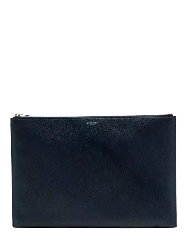 Saint Laurent Grain De Poudre Zipped Tablet Holder Clutch Bag - Blue