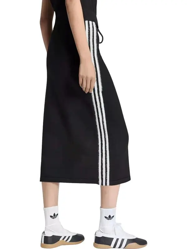 Adidas Midi Skirt With Side Stripes And Embroidered Logo - Black