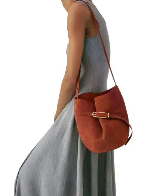 LIFFNER Belted Suede Bucket Bag - Brown