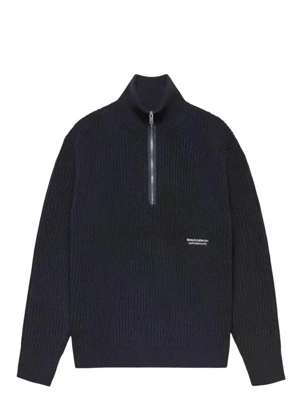 NEW AMSTERDAM SURF ASSOCIATION Ribbed Knit Quarter-zip Sweater - Blue