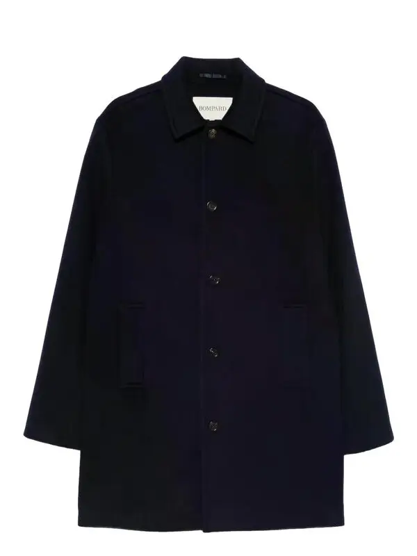 Eric Bompard Navy Wool And Cashmere Blend Single-breasted Coat - Blue