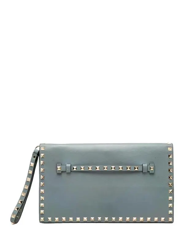 Valentino Garavani Leather Rockstud Clutch Bag - Blue