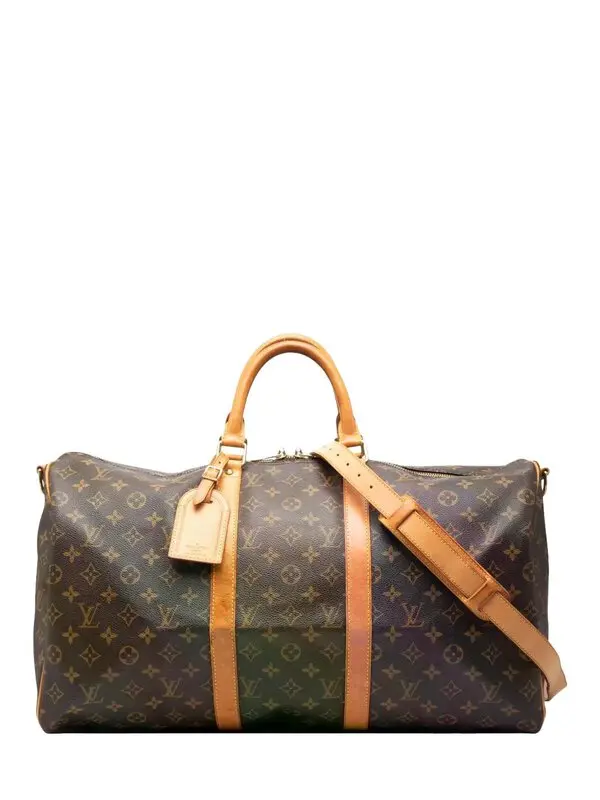 LOUIS VUITTON Monogram Keepall Bandouliere 50 Travel Bag - Brown