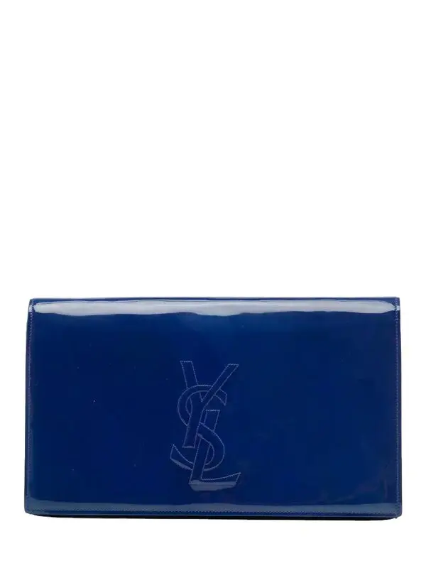 Saint Laurent Patent Belle Du Jour Clutch Bag - Blue