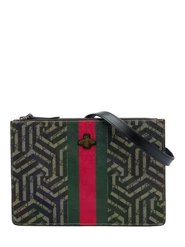 Gucci Gg Supreme Caleido Web Bee Crossbody Bag - Neutrals