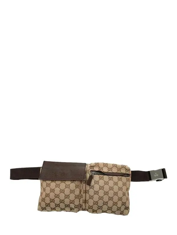 Gucci Gg Canvas Double Pocket Belt Bag - Neutrals