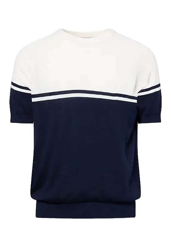 RAITH Riera Colour-block Knitted Top - Navy/ecru