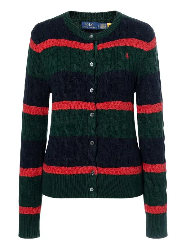 Polo Ralph Lauren Striped Cable-knit Cardigan - Black